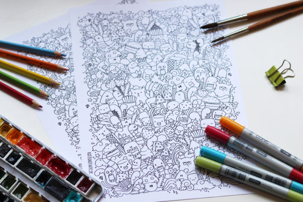 Freebie: Ausmalbild – Doodle – Katz & Tinte